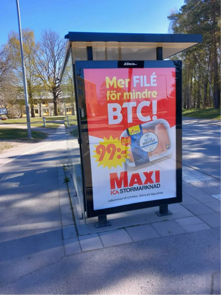 ICA Maxi använder bitcoin i reklam: ”Mer filé för mindre BTC” - Trijo News